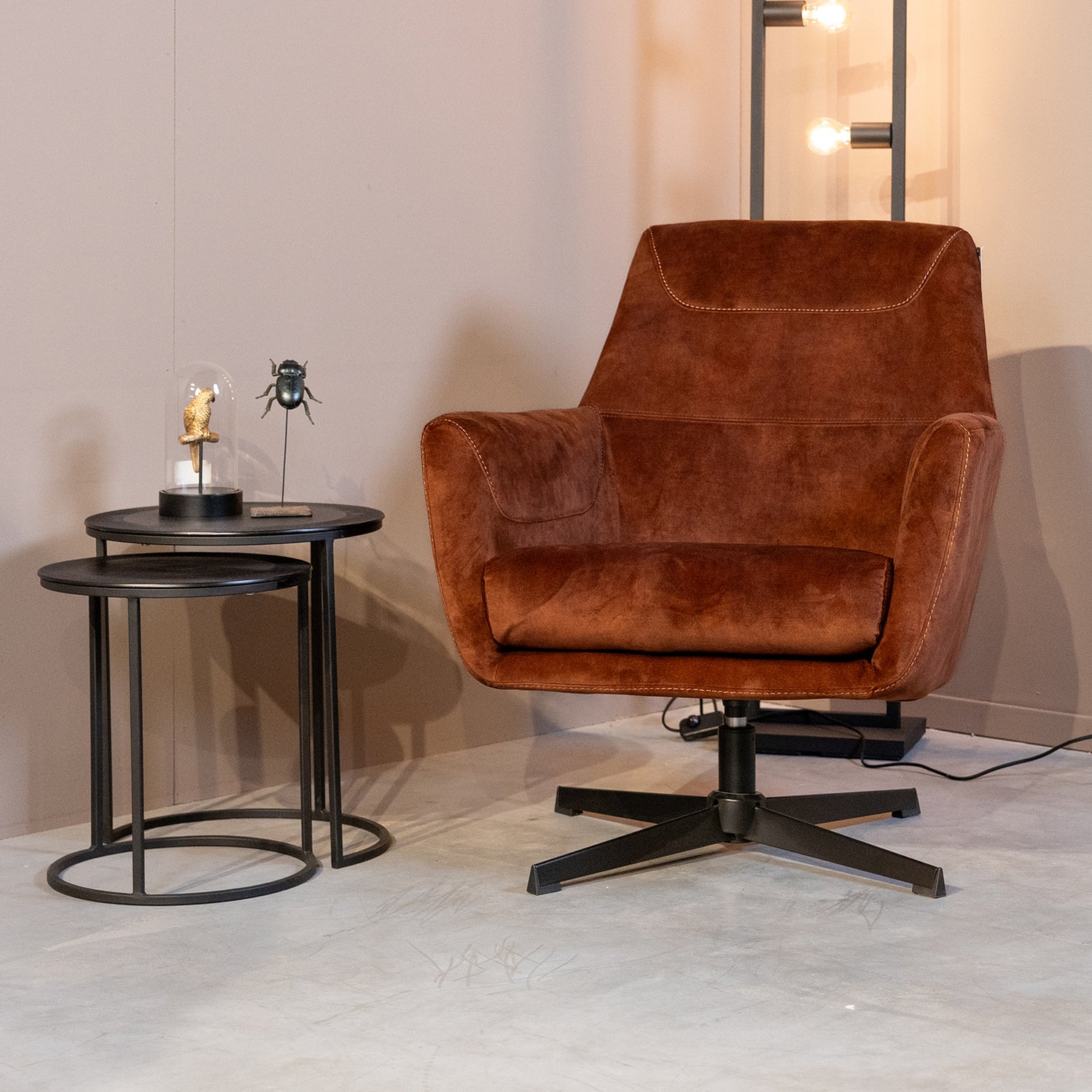 Fauteuil Toby Velours Rust — MeubelBaas