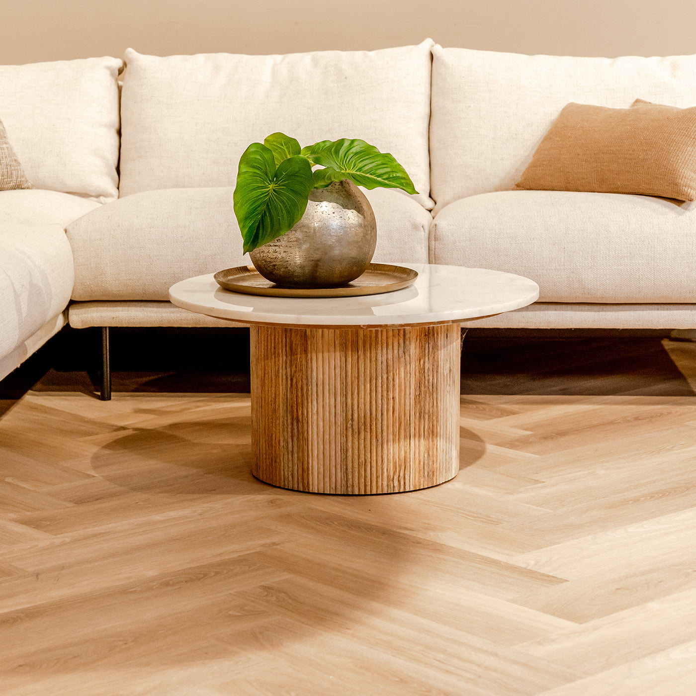 Salontafel Brix Nova | Rond | Wit Marmer Mangohout | Meubelbaas ...