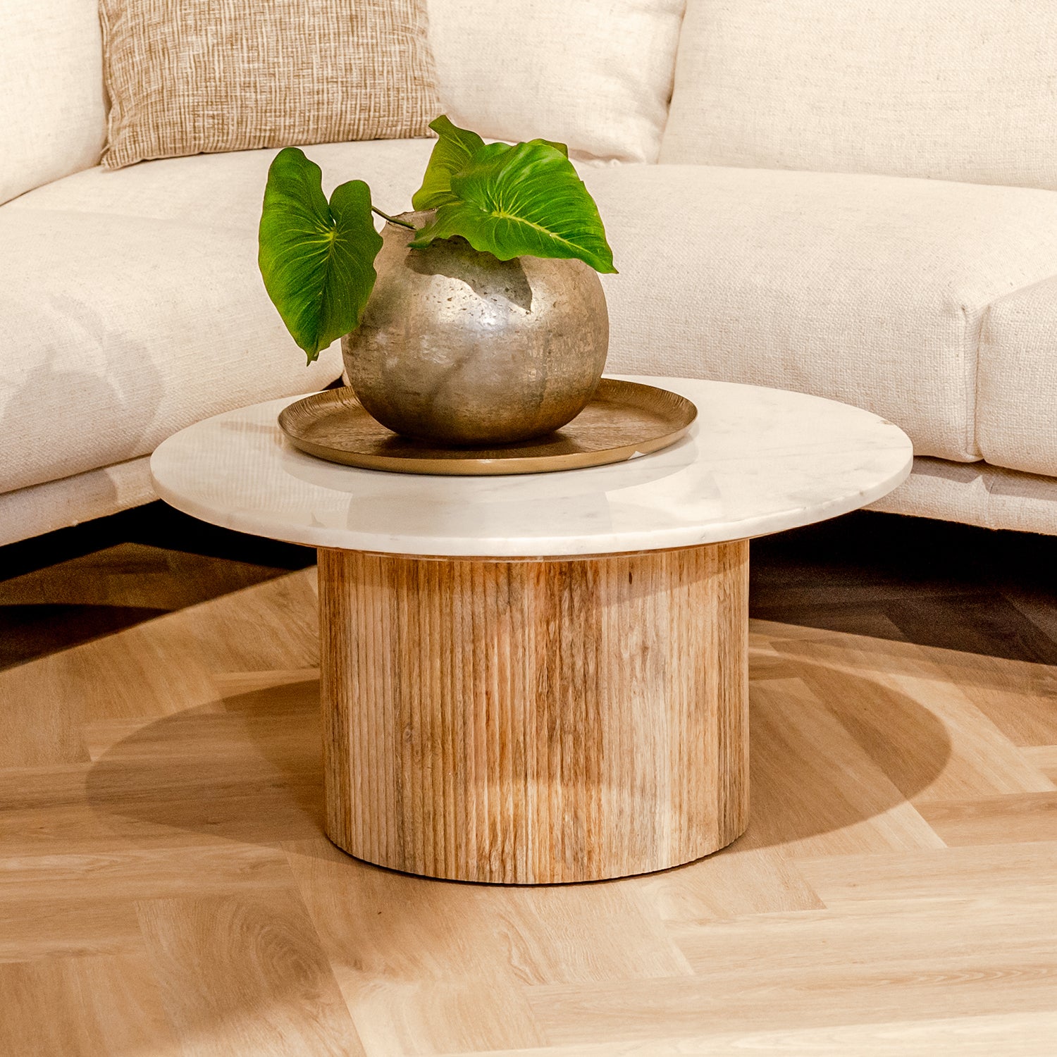 Salontafel Brix Nova | Rond | Wit Marmer Mangohout | Meubelbaas ...