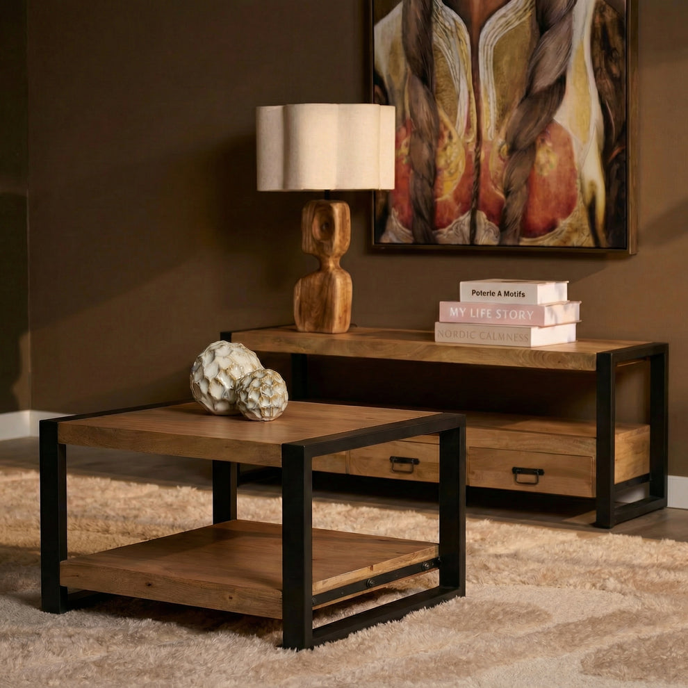 Salontafel Britt | Double Square | Naturel Mango | MeubelBaas